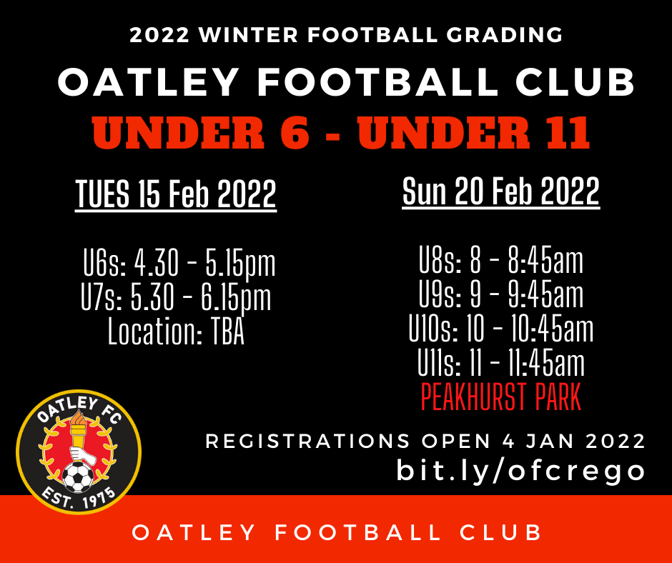 Non Comp Grading Dates for 2022 Season - Oatley Football Club
